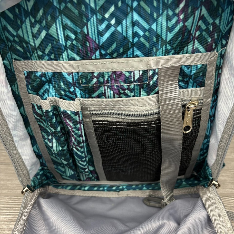L.L. Bean Deluxe Aztec Backpack Blue/Teal Reflective Laptop Adjustable ...