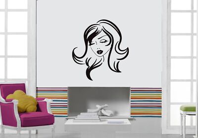 Wall Sticker Vinyl Decal Beautiful Girl Hair Hairstyle Beauty Salon ...