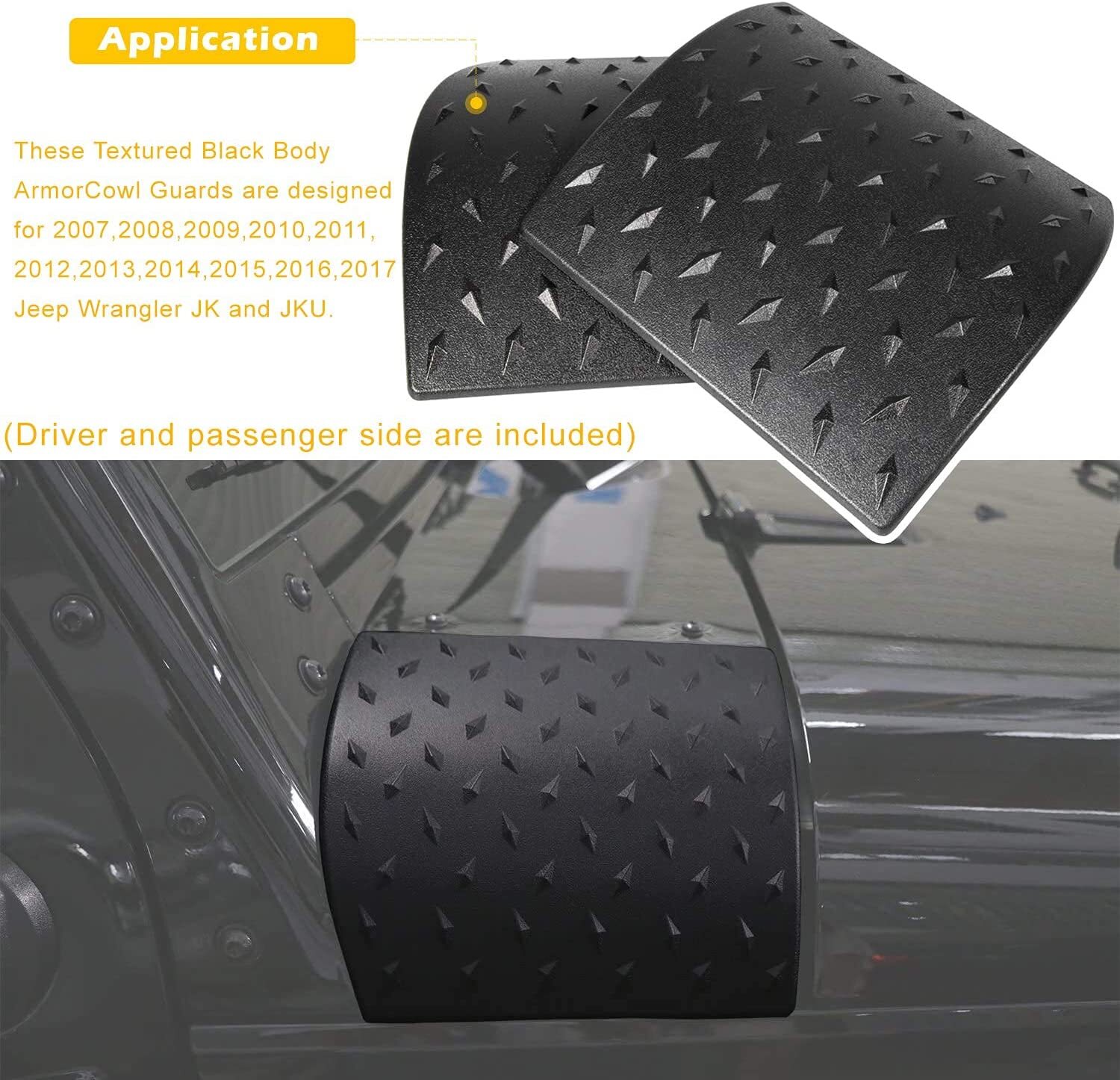 Black Cowl Body Armor Outer Cowling Cover For Jeep Wrangler JK JKU 2007 ...