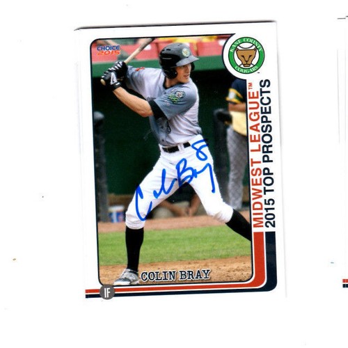 Colin Bray 2015 Midwest League Top Prospect autograph signed card Kane ...