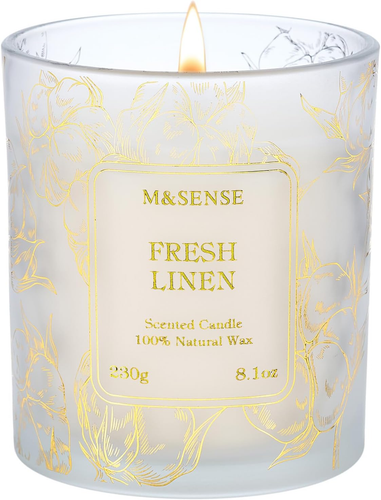 M&SENSE Herbal Scented Vegan Soy Candles,Heavy Scented Fresh Linen, No ...