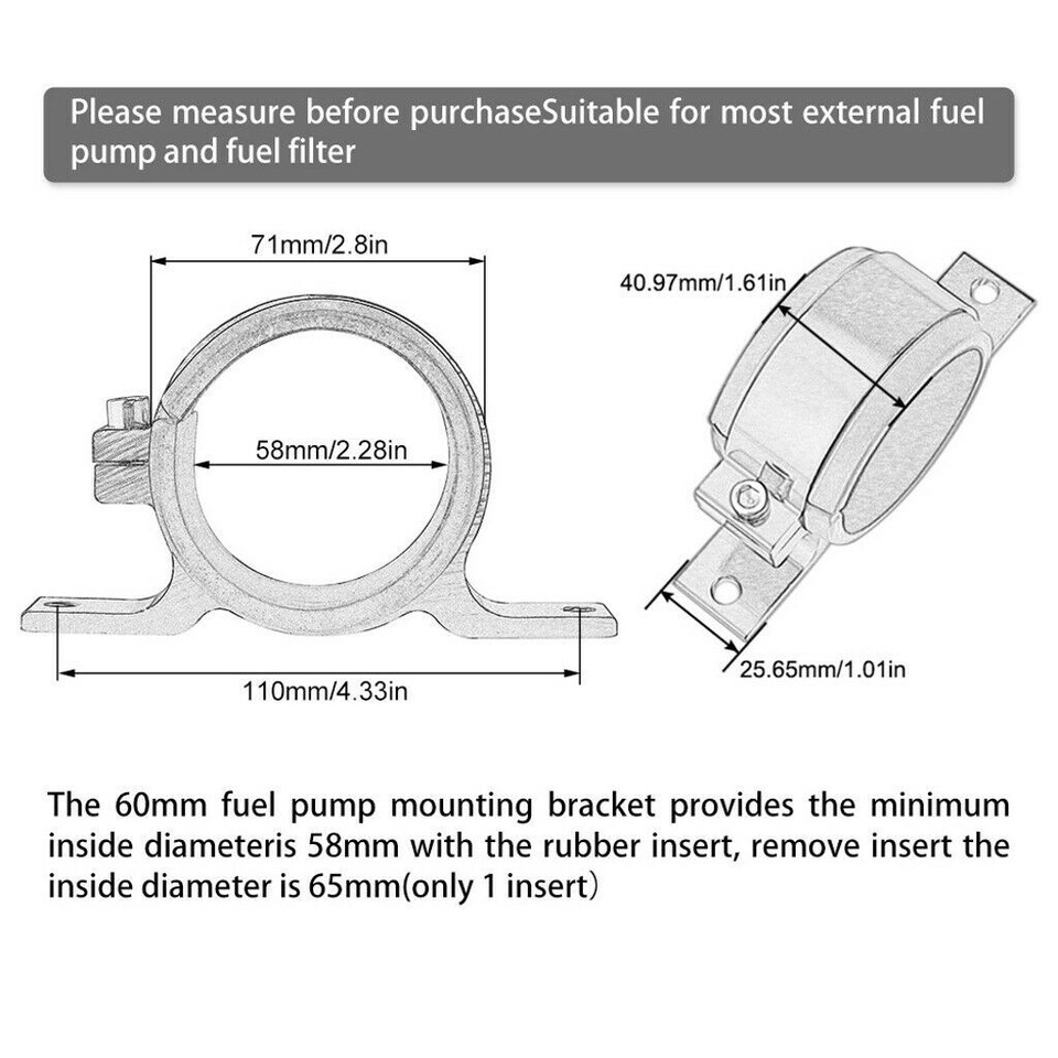 60MM Fuel Pump Single Mount Bracket Fuel Filter External Bracket Clamp ...