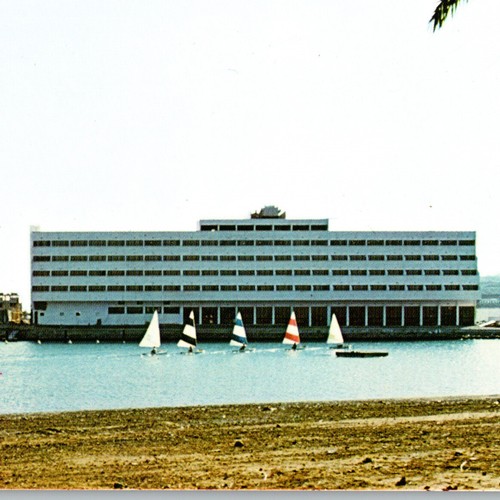 Vintage 1960s Shulamit Gardens Hotel Postcard Israel Eilat Lagoon Red ...