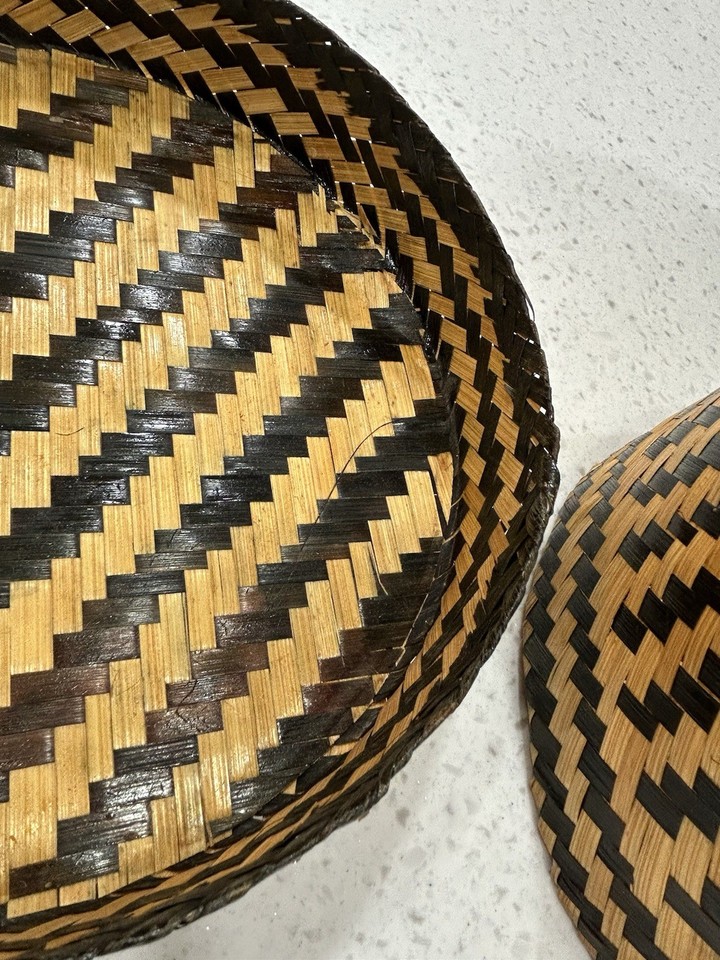 Vintage Southwestern Aztec Woven Nesting Basket Storage Lidded | eBay