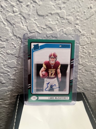 Luke McCaffrey Rare Green Rookie Auto Card! | eBay