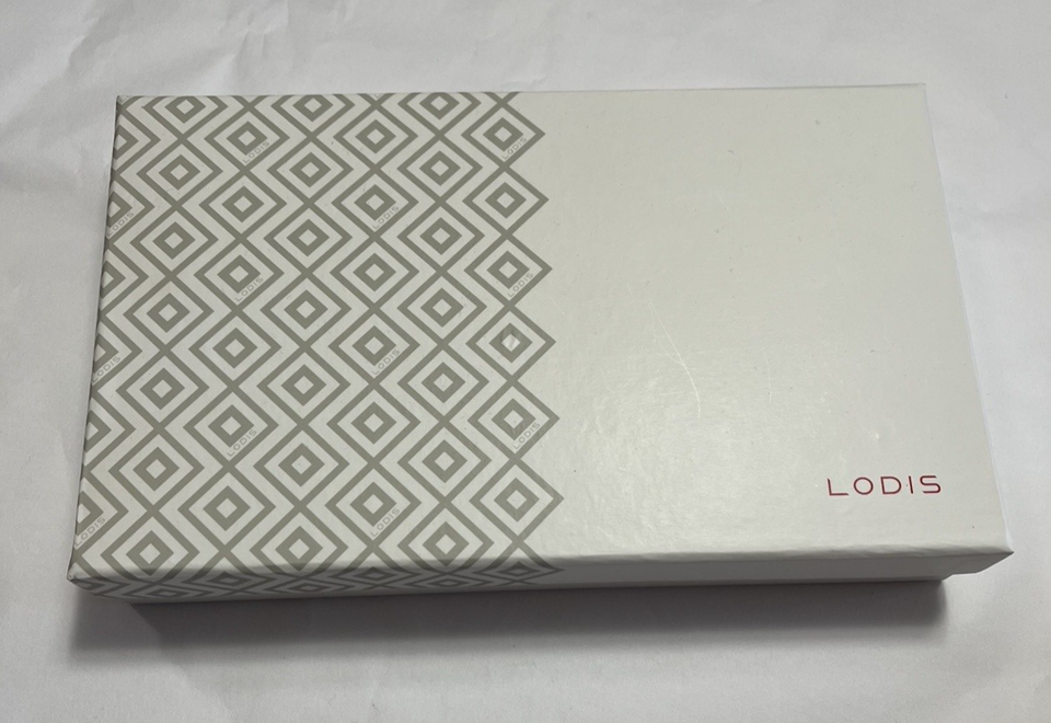 NIB New LODIS Black Denia Embossed Leather Framed Quinn Wallet Silver ...