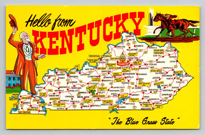 Hello from Kentucky Greetings Map Horse KY Postcard | eBay