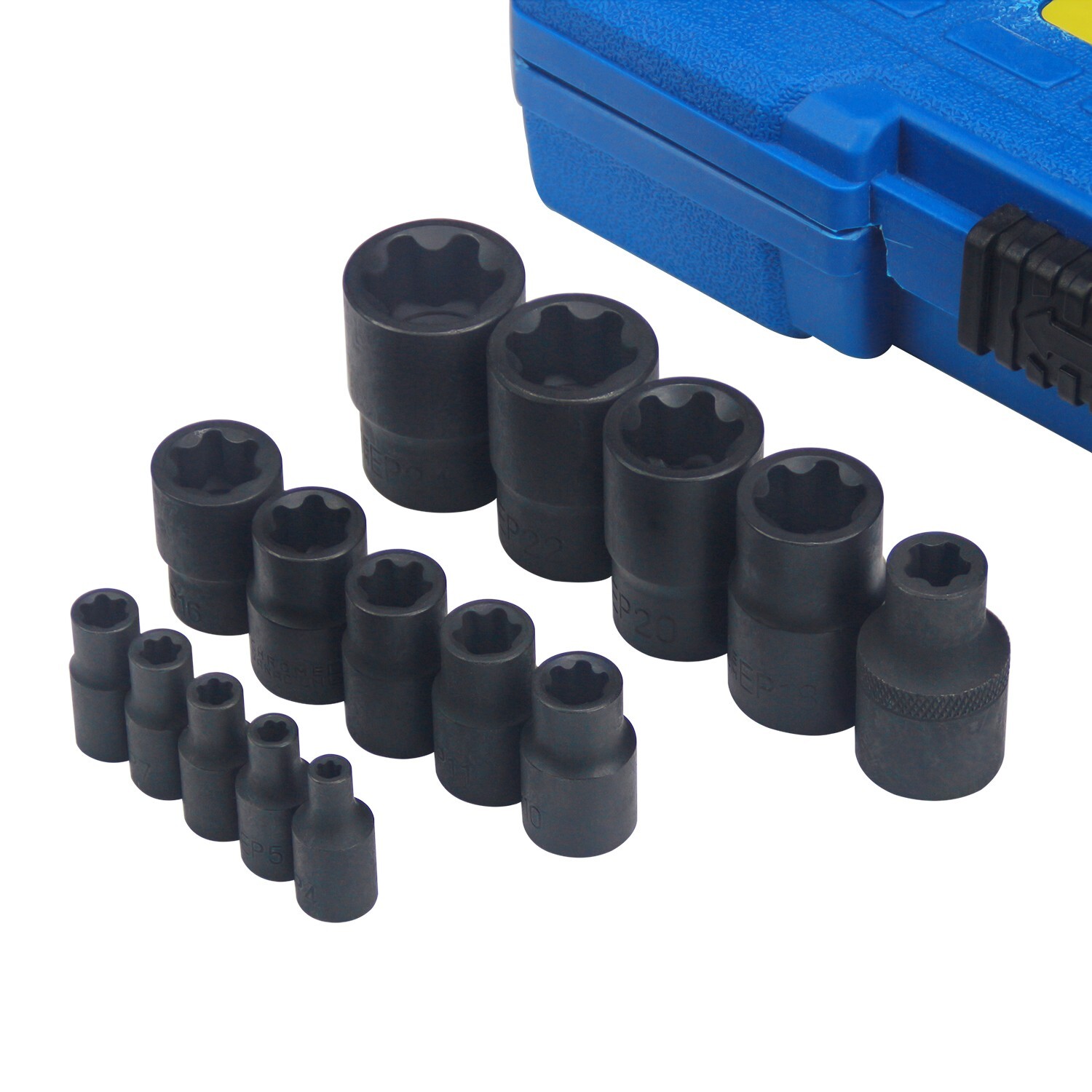 15pcs EP E-Torx Plus Socket Tool Set EP4~EP24 6 Point,5 point Socket ...