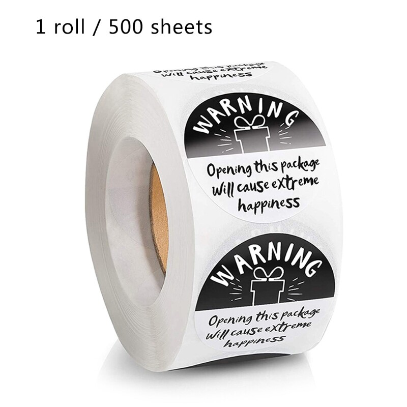 500 Pcs/1 Roll Round Warning Label Stickers Present Wrapping Seal ...