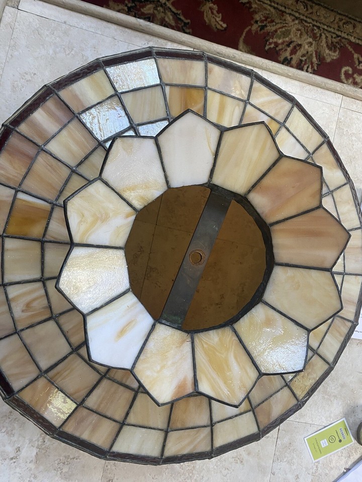 Large 22" Vintage USA Arts & Crafts Leaded Slag Stained Glass Lamp ...