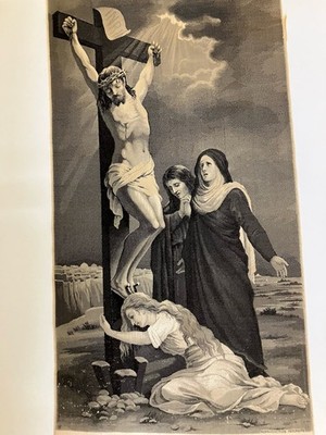 Antique Stevengraph Woven Silk Religious Picture Jesus Crucifixion ...