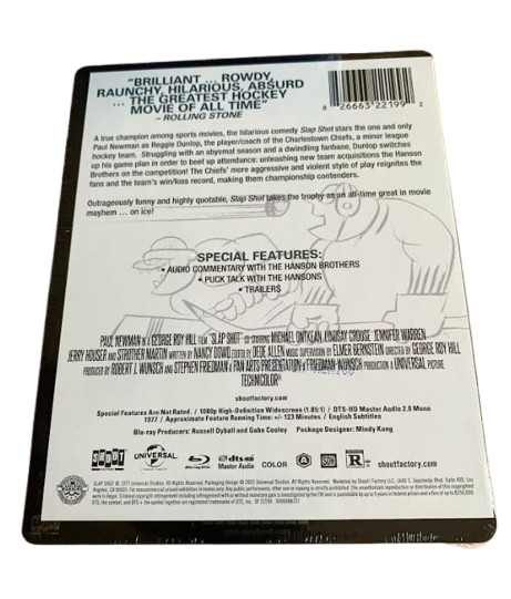 Slap Shot Shout Factory Blu-ray Steelbook Paul Newman Hanson Brothers ...