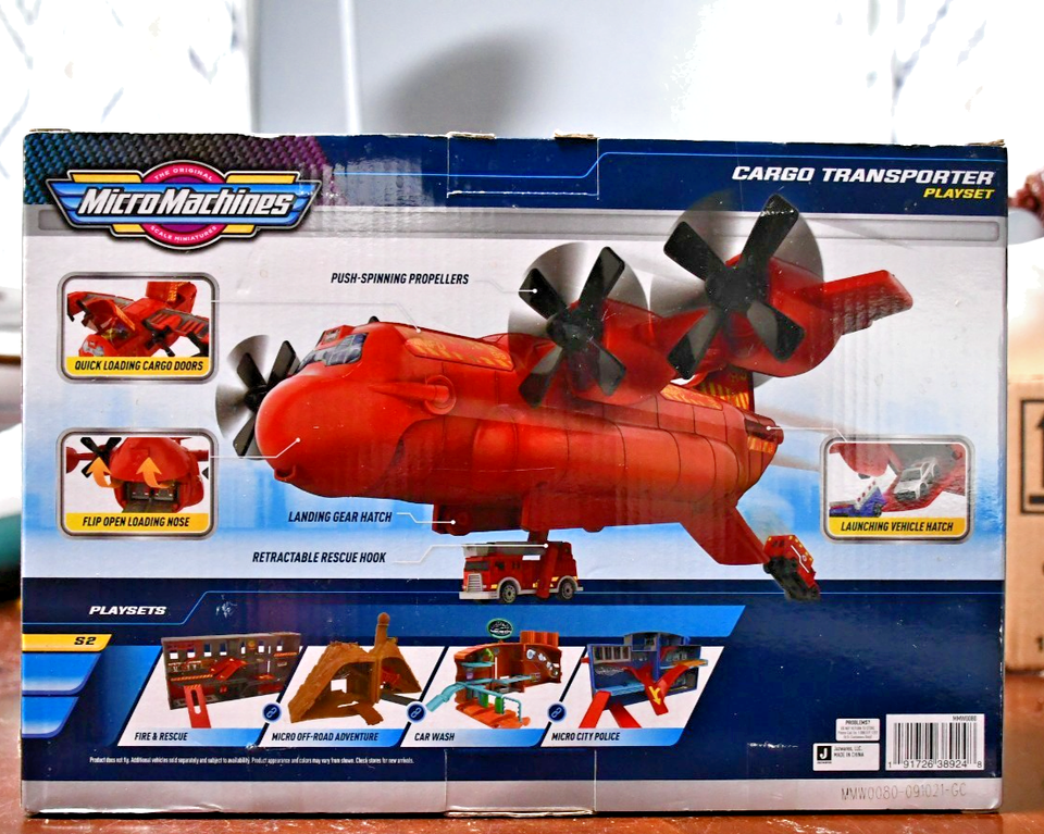 Micro Machines Fire/Rescue Cargo Transporter Playset Plane Vehicle by ...