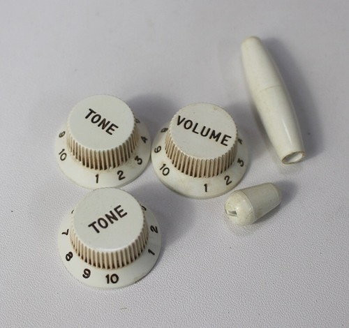 Aged 50s Style Knobs Set For Fender Stratocaster White Eggshell Small Font | eBay
