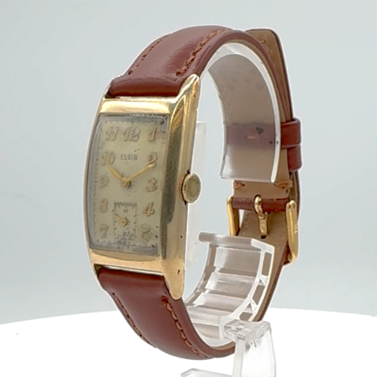 Vintage Elgin 5507 Rectangular Men's Mechanical Wristwatch USA 10k Gold ...