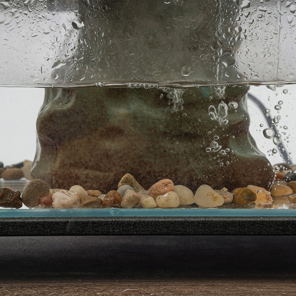 Indoor Resin Glass Fish Tank Waterfall Feng Shui Good Luck Wealth ...