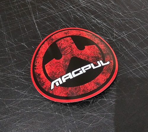 Magpul Grunge Red & Black/White Die Cut Round STICKER! AR15 5.56 223 ...