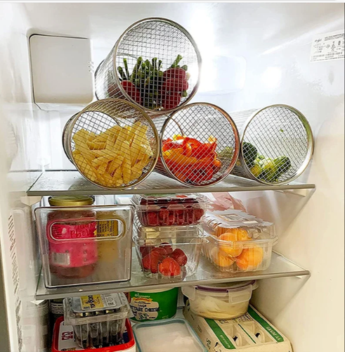 Round BBQ Basket Stainless Steel Rolling Grilling Basket Wire Mesh ...