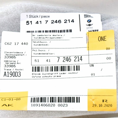 NEW BMW X3 F25 FRONT RIGHT DOOR PULL HANDLE COVER 51417246214 OEM | eBay