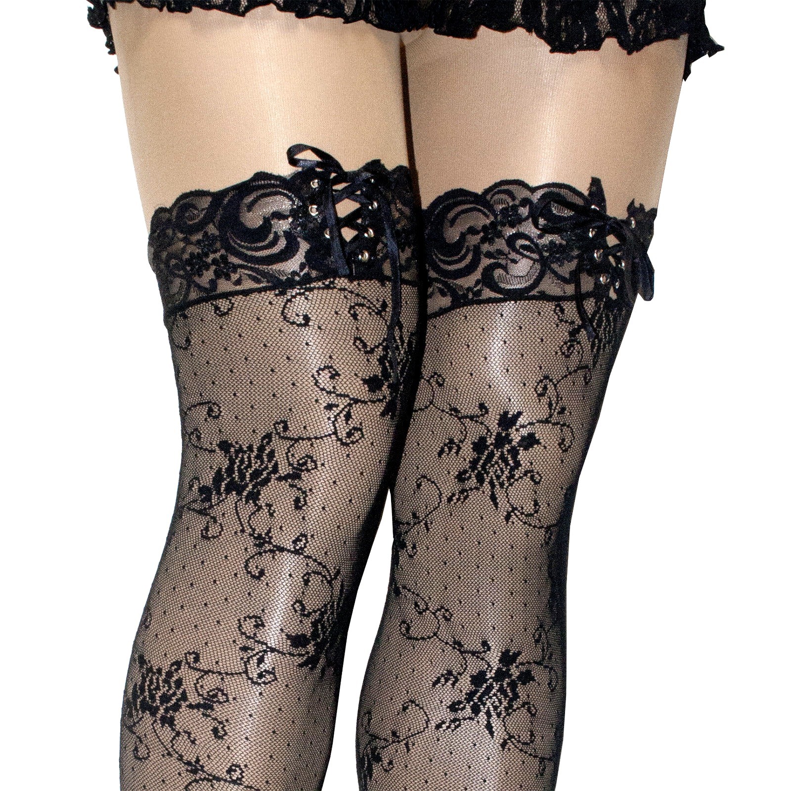 PLUS SIZE FLORAL LACE BACK SEAM STOCKING BY COLLANT COUTURE COMPARABLE ...