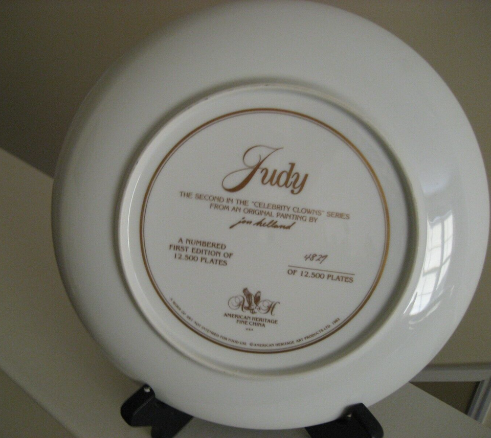 JON HELLAND CELEBRITY CLOWNS COLLECTOR PLATE - JUDY GARLAND - GD USED ...