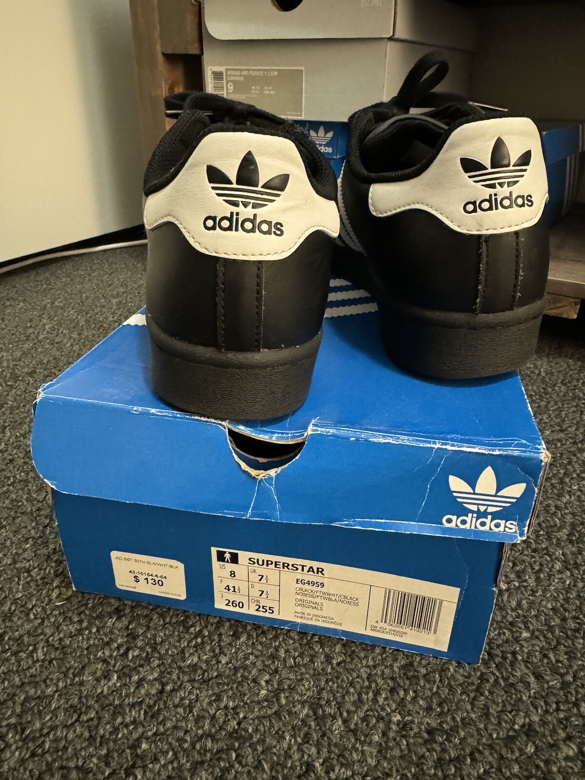 Size 8- Men’s adidas Superstar shell toe / Black & White | eBay