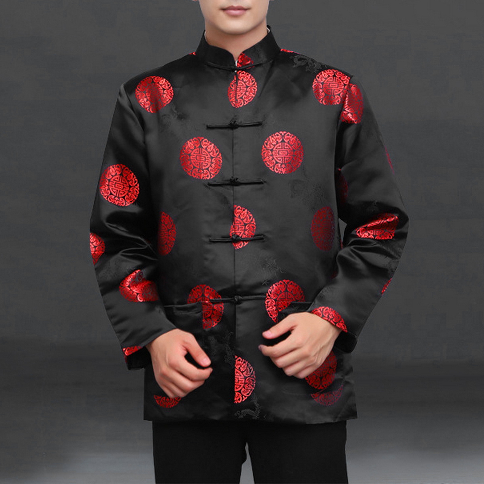 Dragon Pattern Top Tang Suit Chinese Style Men's with Stand Collar ...