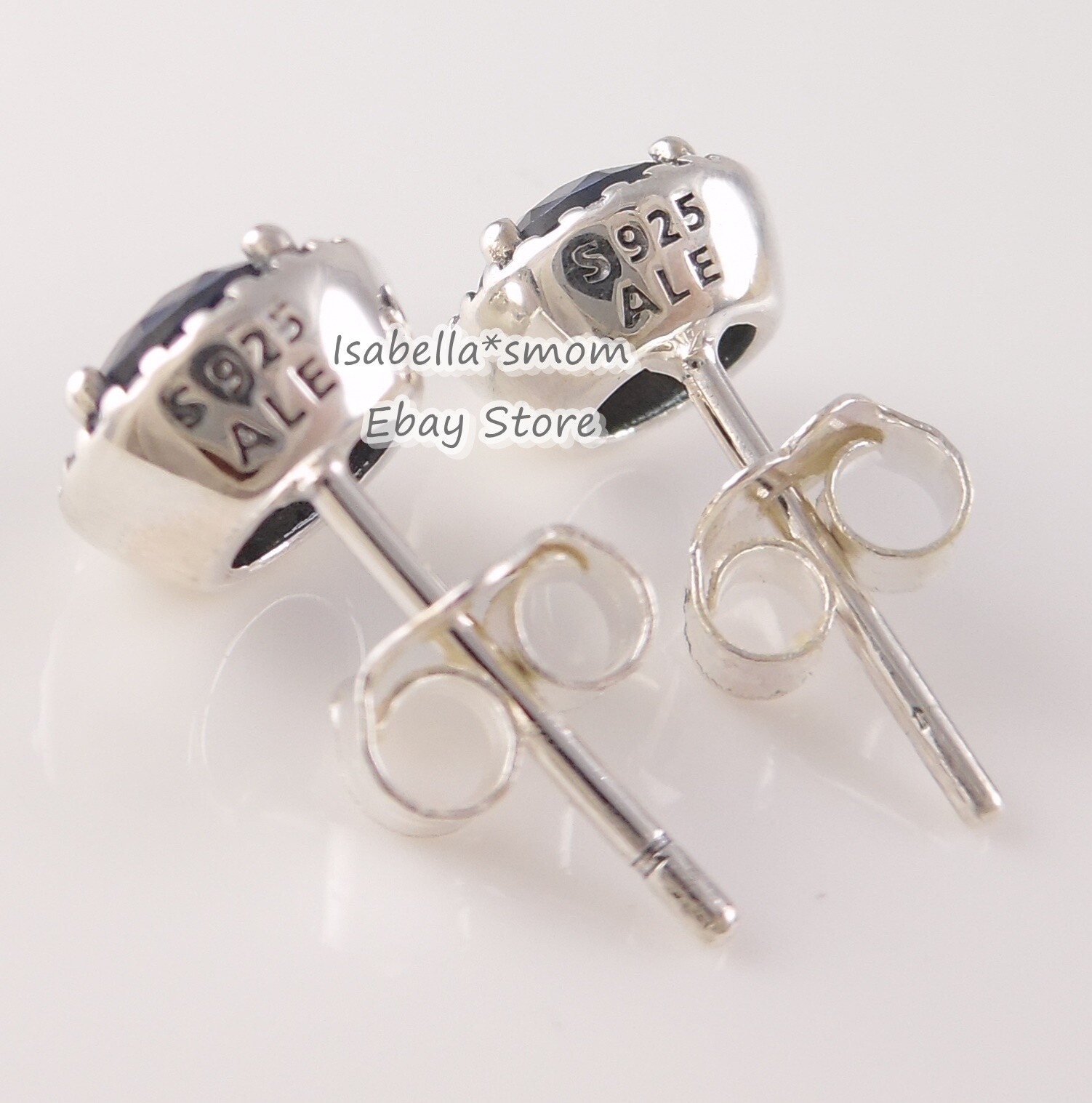 BLUE ROUND SPARKLE Authentic PANDORA Silver Stud Earrings 296272C01 NEW ...