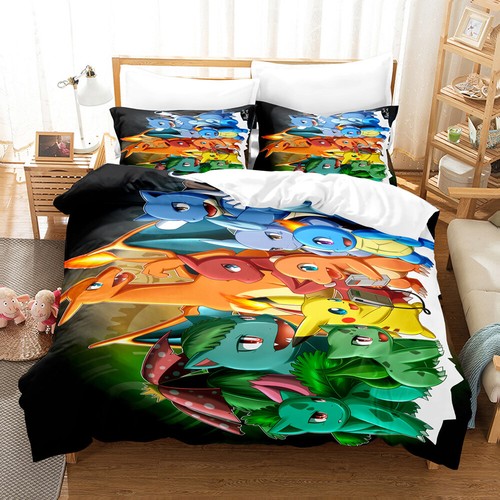 3D Print Bedding Set Pokemon Pikachu Duvet Covers Pillowcase Single ...