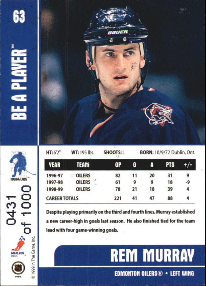 1999-00 (OILERS) BAP Memorabilia Silver #63 Rem Murray /1000 | eBay
