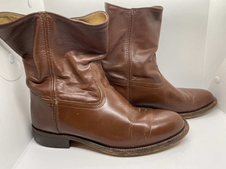 Vintage Frye Boots Men 8 1/2 D Brown Leather Made in U.S.A Western | eBay