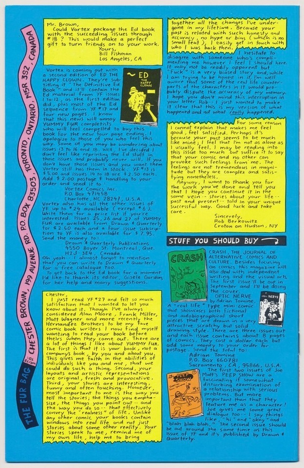 Chester Brown's Yummy Fur #28 Comic Book - Drawn & Quarterly Comics! | eBay
