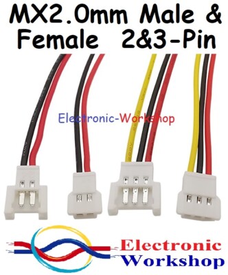 Micro JST MX2.0mm Pairs Male & Fem 2-Pin 3-Pin Plug Connector RC Wire ...
