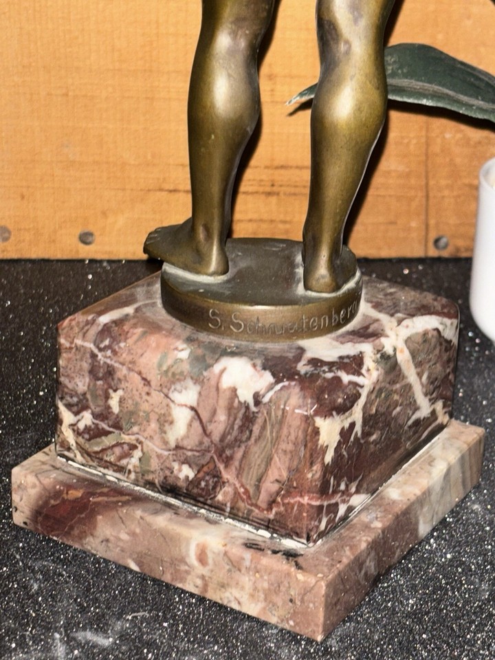 ANTIQUE Spiro Schwatenberg Early 1900s ADONIS Bronze Sculpture Marble ...