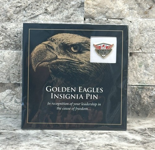 NRA Golden Eagles Insignia Pin Vtg Sheild Eagle Spread Wings Gold Red ...