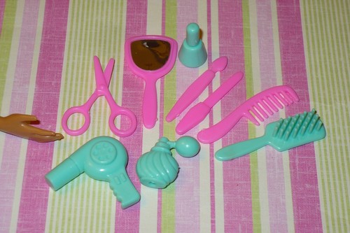 Mattel Barbie Doll Accessory Lot VANITY ~ BATHROOM Accessories Brush ...
