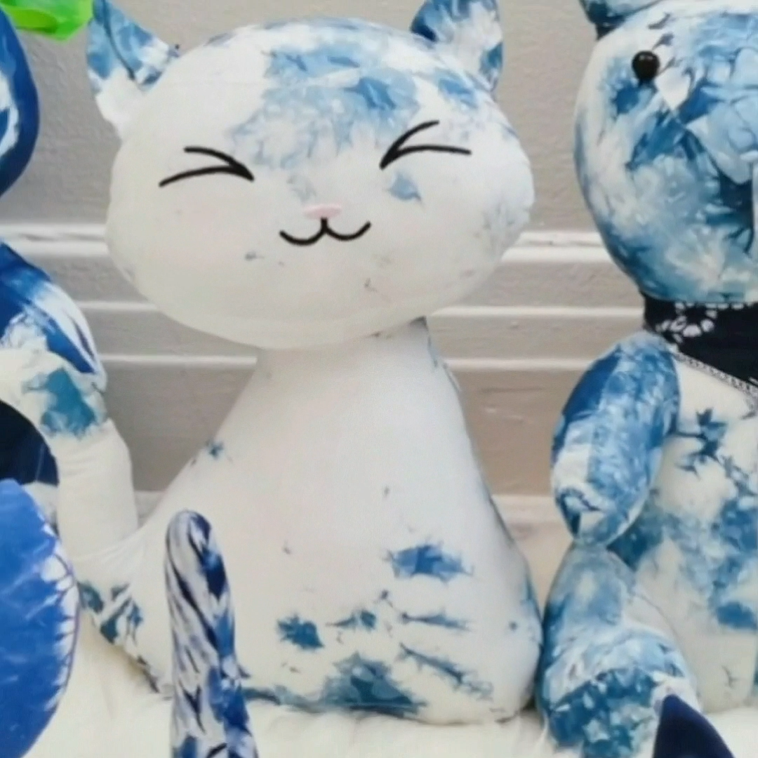 Handmade Indigo Tie Dye Stuffed Bunny, Shibori Cotton Fabric Animal Art ...
