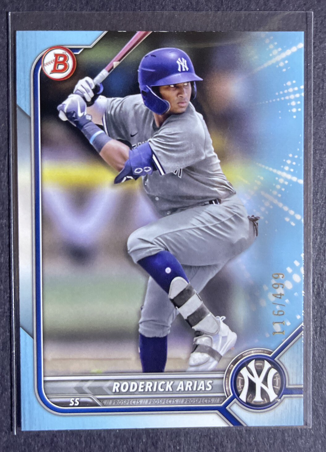 Roderick Arias 2022 Bowman Draft Sky Blue #d 116/499 #BD-79 Yankees ...