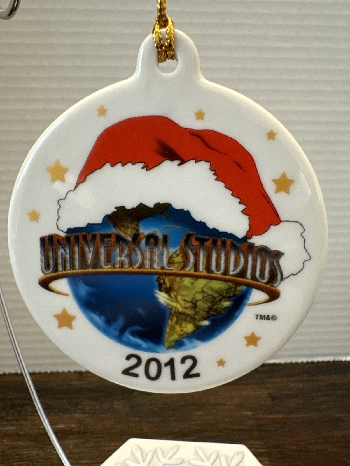 Vintage UNIVERSAL STUDIOS Ceramic Santa Hat World Christmas Ornaments ...
