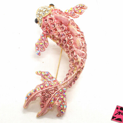 New Pink Bling Cute Goldfish Fish Crystal Fashion Women Charm Brooch ...