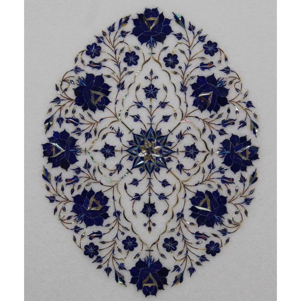 152cm x 91.4cm Marbre Centre Table Top Pietra Dura Demi-Précieuses ...