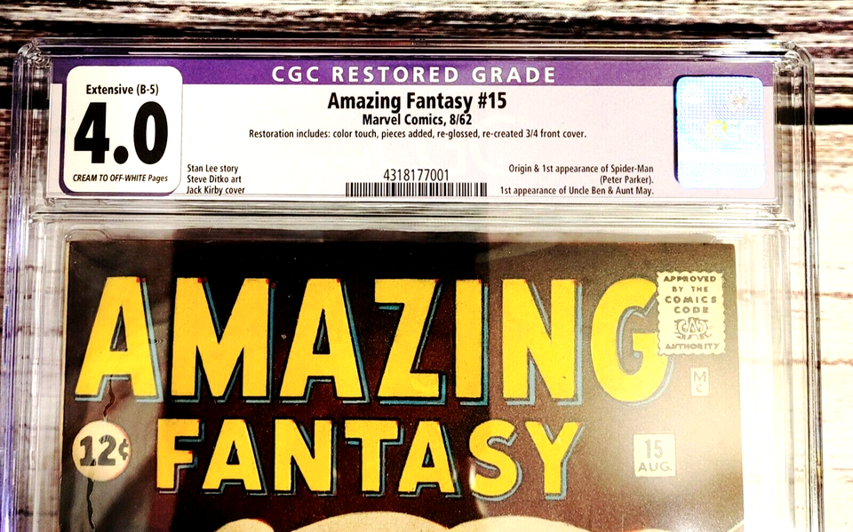 AMAZING FANTASY #15, 1962 CGC GRADE 4.0 (Restored)1ST APPEARANCE OF ...