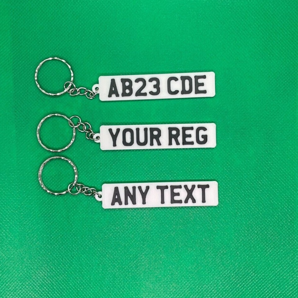 Customisable Car Number Registration Reg Plate Keyring Personalised 3D ...