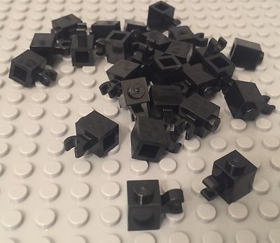 Lego 25 Pieces Black 1x1 Brick Modified With Horizontal Clip / Part ...