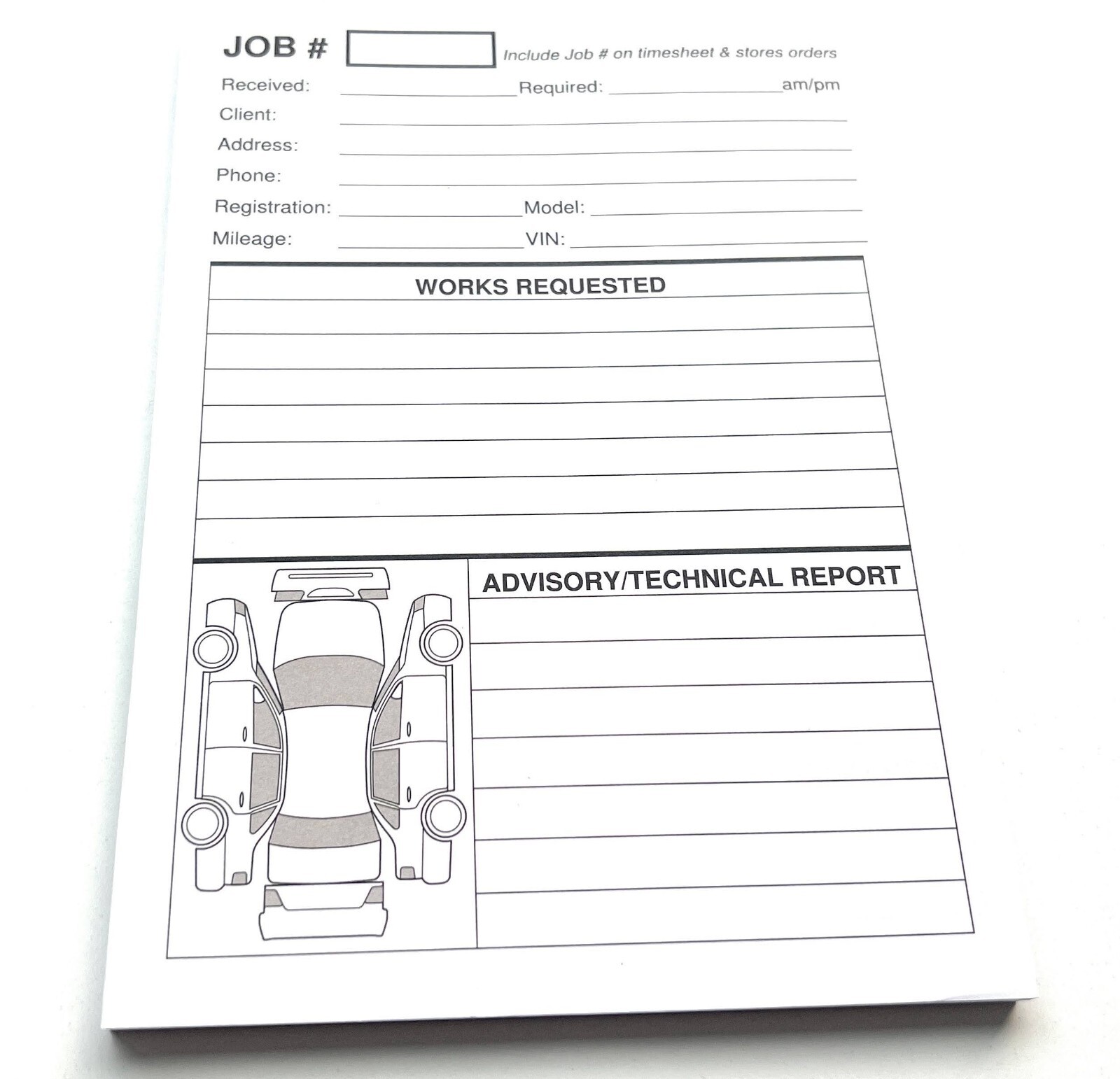 Garage Repair Job Cards A5 Time Sheet Works Pad Image 100 Workshop ...