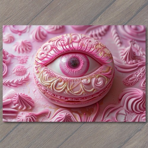 Art Print Macaron Eye Cute Pink Detailed Surreal Unusual Strange Weird ...