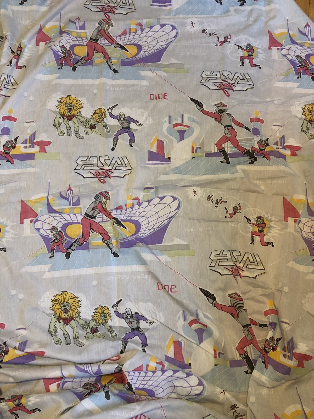 Vintage 1980's Lazer Tag Sheet Twin Size Flat Sheet 80s Laser Cartoon ...