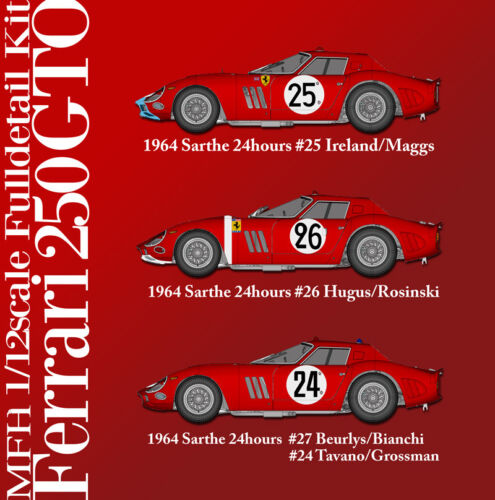 1/12 MFH Model Factory Hiro Highly Detail Kit Ferrari 250 GTO '64 LM ...