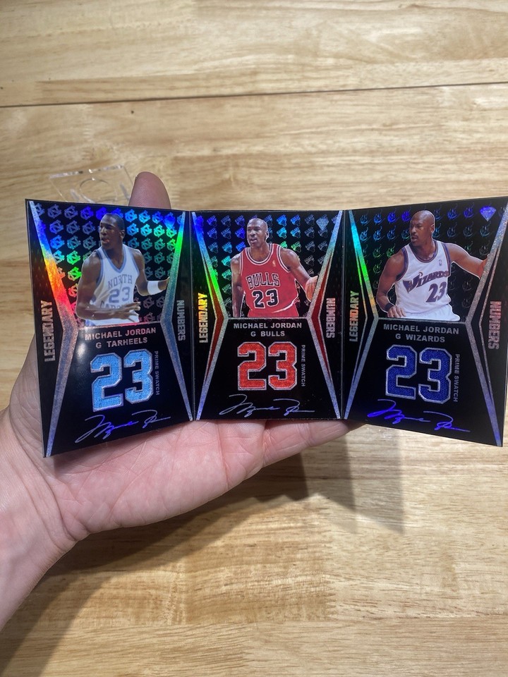 Legendary Numbers Michael Jordan 3 Card Jersey Swatch Refractor Booklet ...