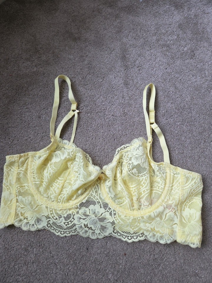 Lemon Yellow Lace Bou 36D Cup Underwired Non Padded Summer Bra | eBay